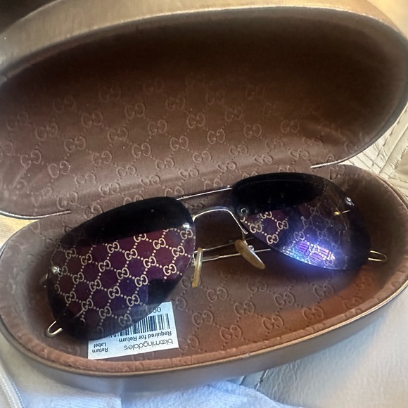 Gucci | Accessories | Authentic Gucci Teardrop Silver Brown Sunglasses ...